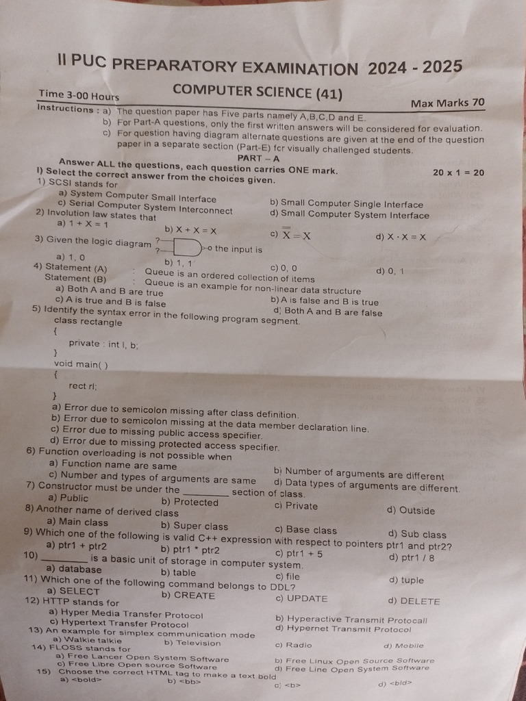 Cs Kseeb Preboard 24-25 | PDF | Databases | Computing