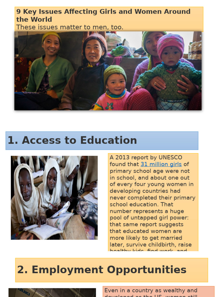 5 Issues Related To Women and Girls | PDF | Woman | Female Genital ...
