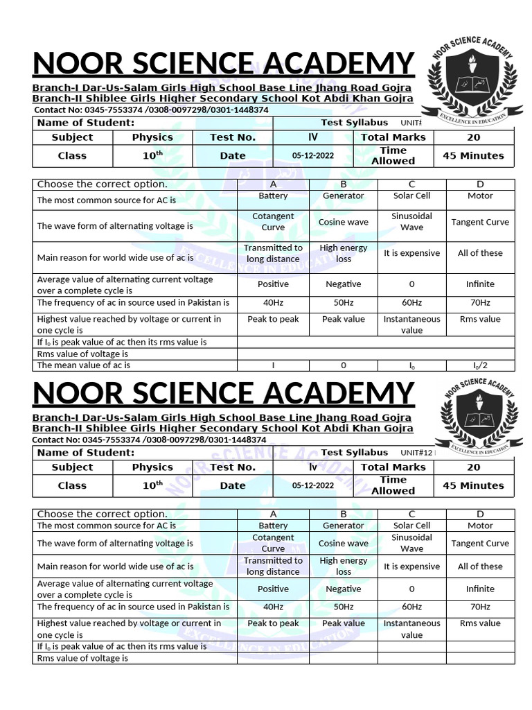 Article 16.1 12th Phy | PDF | Amplitude | Alternating Current