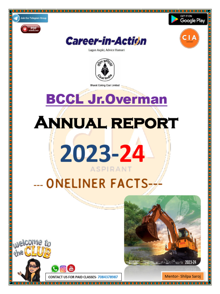 BCCL Annual Report 2023-24 Highlights | PDF | Coal | Methane