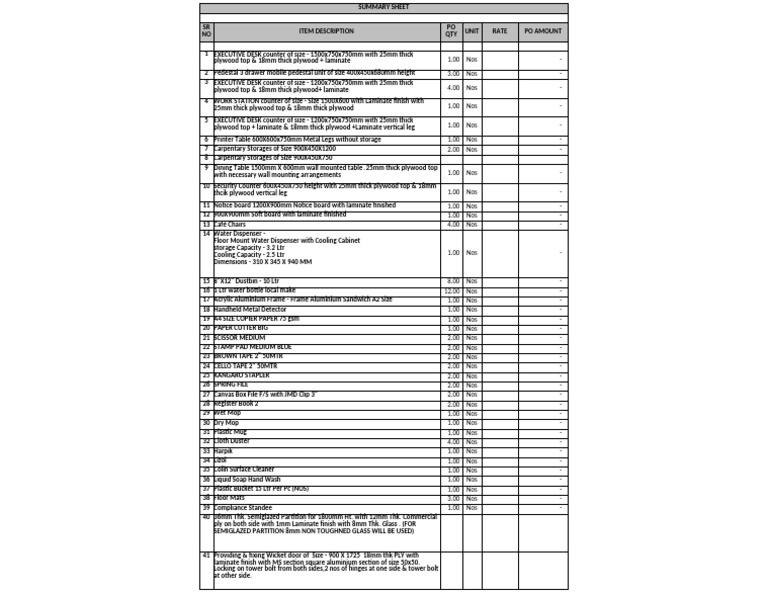 Office Furniture and Supplies List | PDF | Desk | Cabinetry