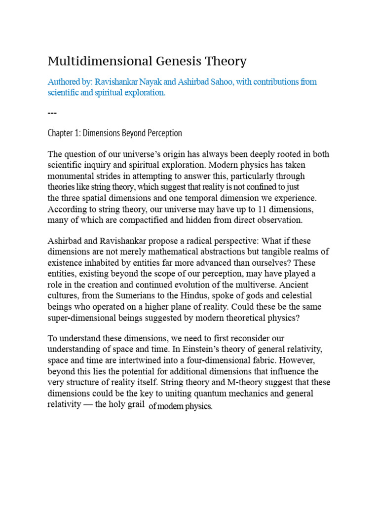 Theory of Multidimensional Genesis | PDF | Reality | Time