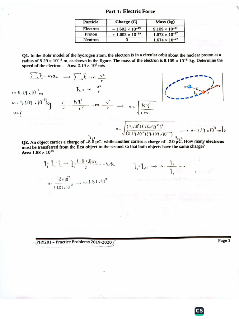 PHY201 Solved Worksheets (1) | PDF