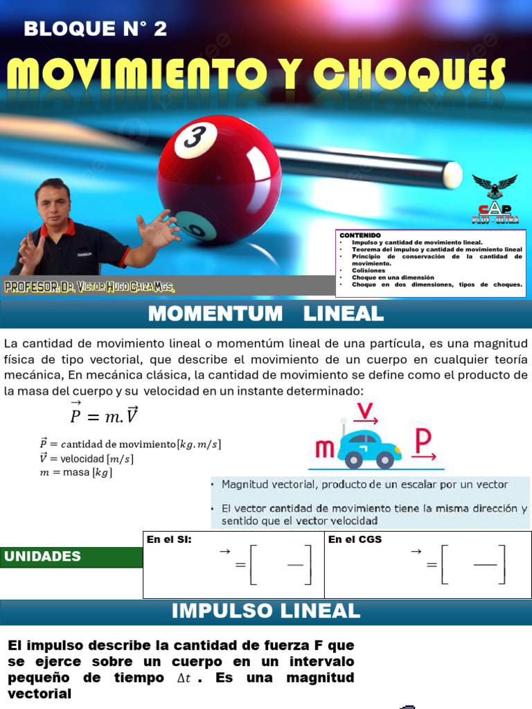 Bloque Movimiento y Choques - Fisica Superior 3bgu | PDF | Impulso | Masa
