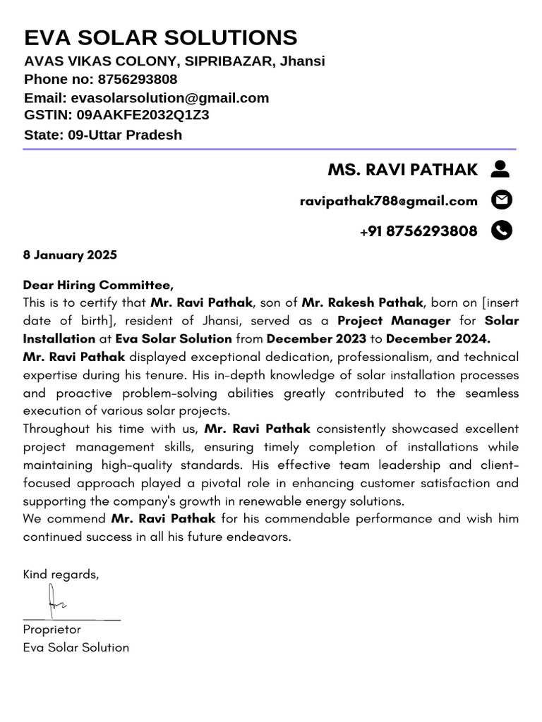 Ravi pathak Experience Certificate | PDF