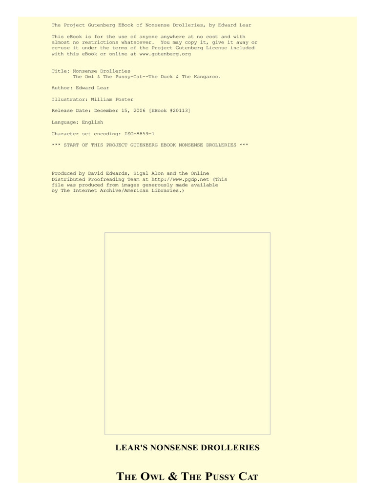 Lears Nonsense Drolleries by Edward Lear - PDF Room | PDF | Project ...