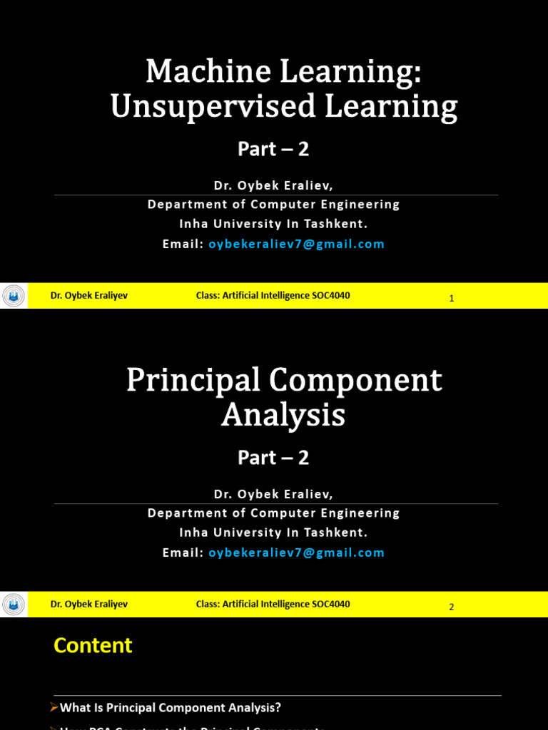 9.2. Machine Learning Unsupervised Learning-2 | PDF | Principal Component Analysis | Variance