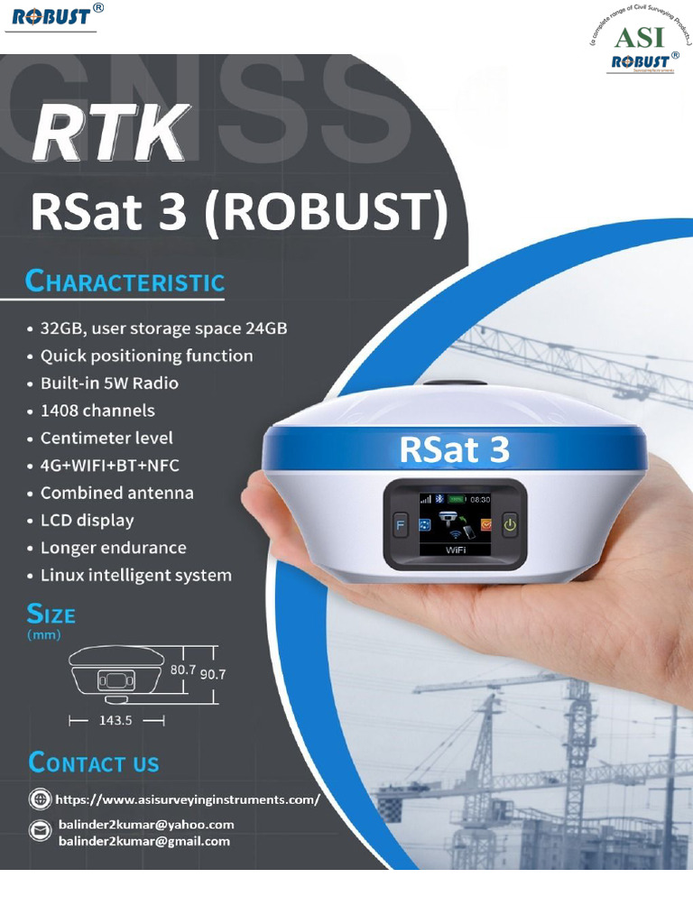 Rsat 3 Gnss Receivers With PPP - RTK Dgps | PDF