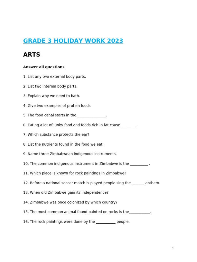 Grade 3 School Holiday Work - 1 | PDF | Foods | Compost