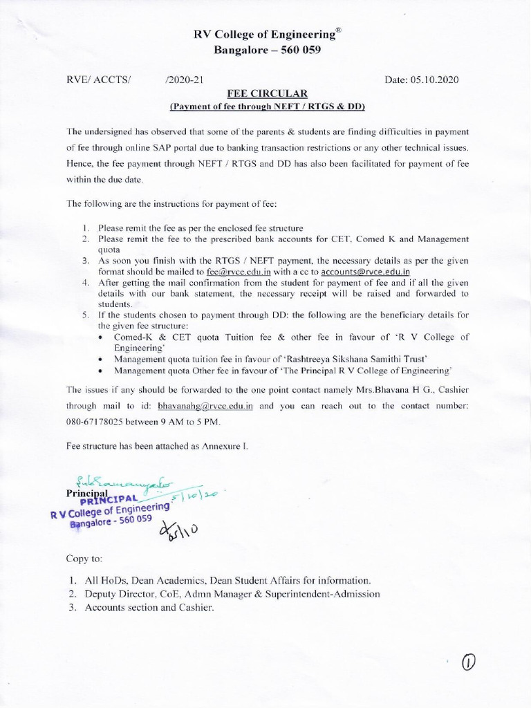 Fee Circular 5-10-20 | PDF