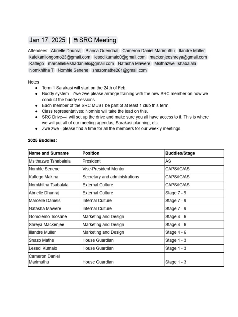 Notes – SRC Meeting | PDF
