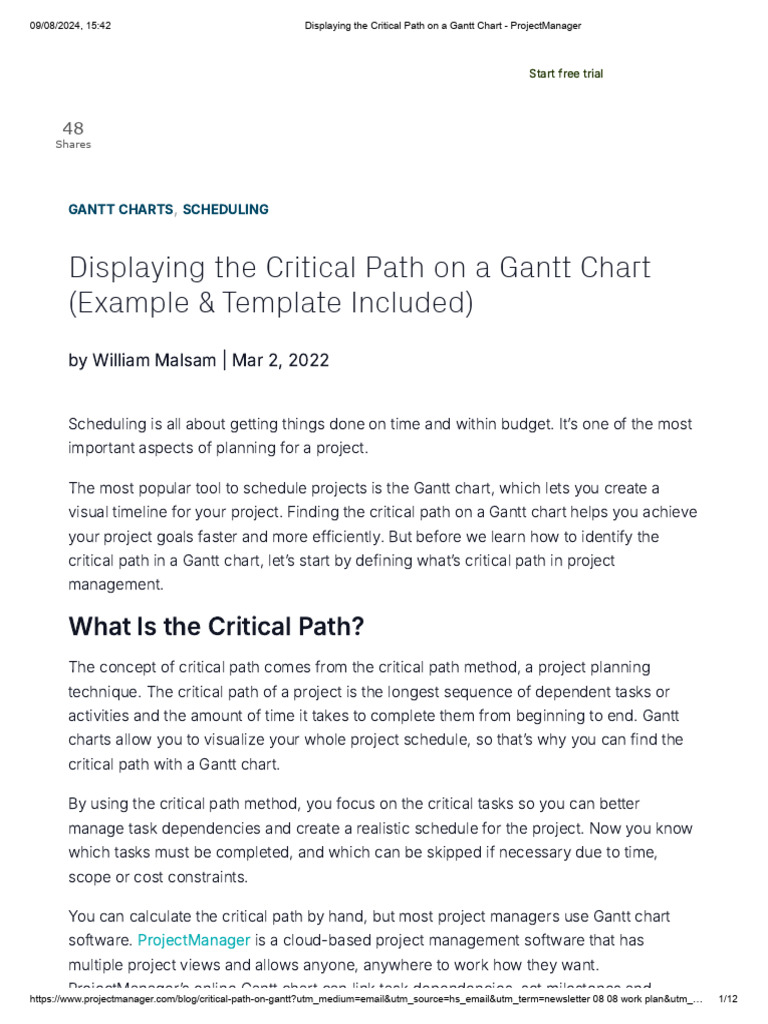 Displaying Critical Path on Gantt Charts | PDF | Project Management ...