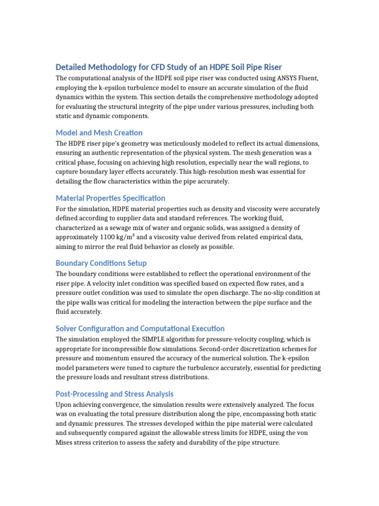 CFD Analysis of HDPE Riser Pipe | PDF | Fluid Dynamics | Navier–Stokes ...