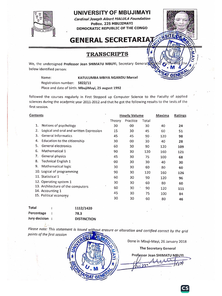 Bachelor's Transcripts | PDF