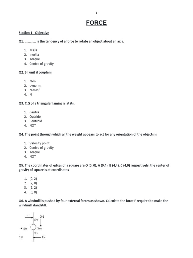 Force_Question answers | PDF | Force | Torque