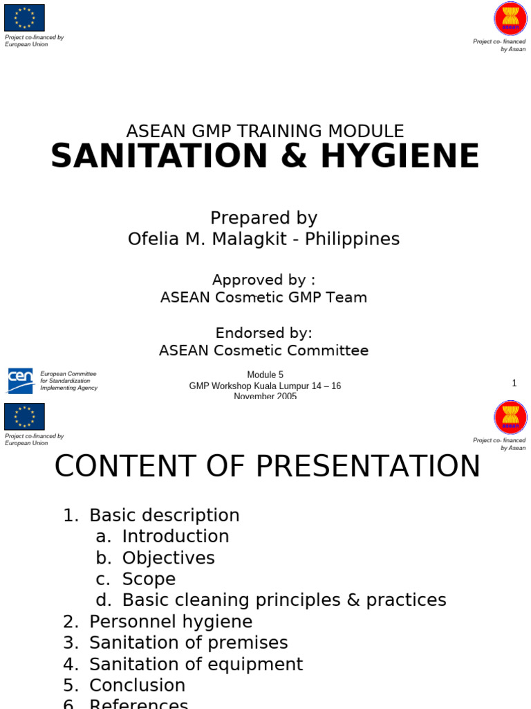 GMP - ASEAN - Sanitation | PDF | Hygiene | Sanitation