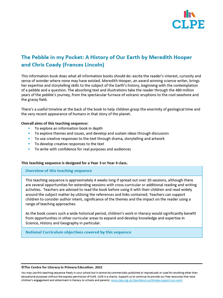 Teaching Sequence for "Pebble in My Pocket" | PDF | Rock (Geology ...