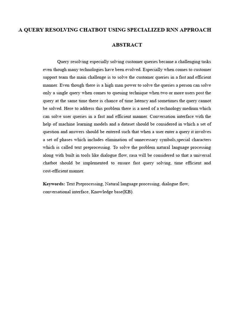 RNN-Based Chatbot for Fast Query Resolution | PDF | Machine Learning ...