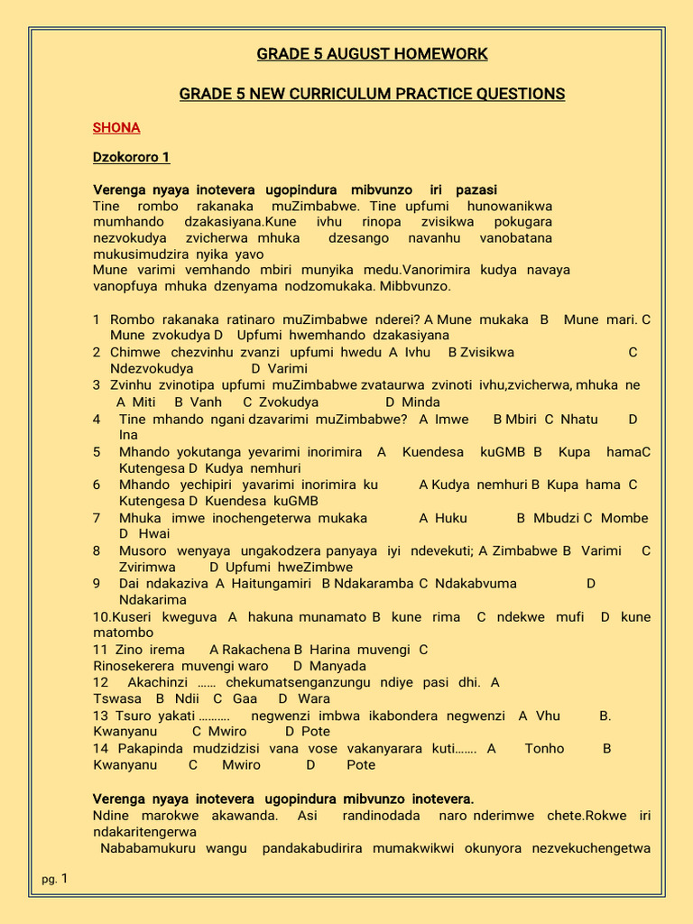 Grade 5 Holiday Homework Assignments | PDF | Vegetables | Legume