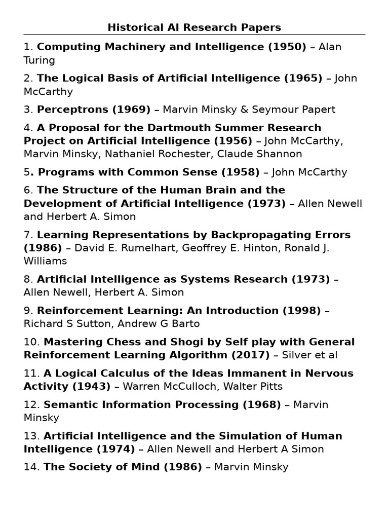 Historical AI Research Papers | PDF | Deep Learning | Artificial Intelligence
