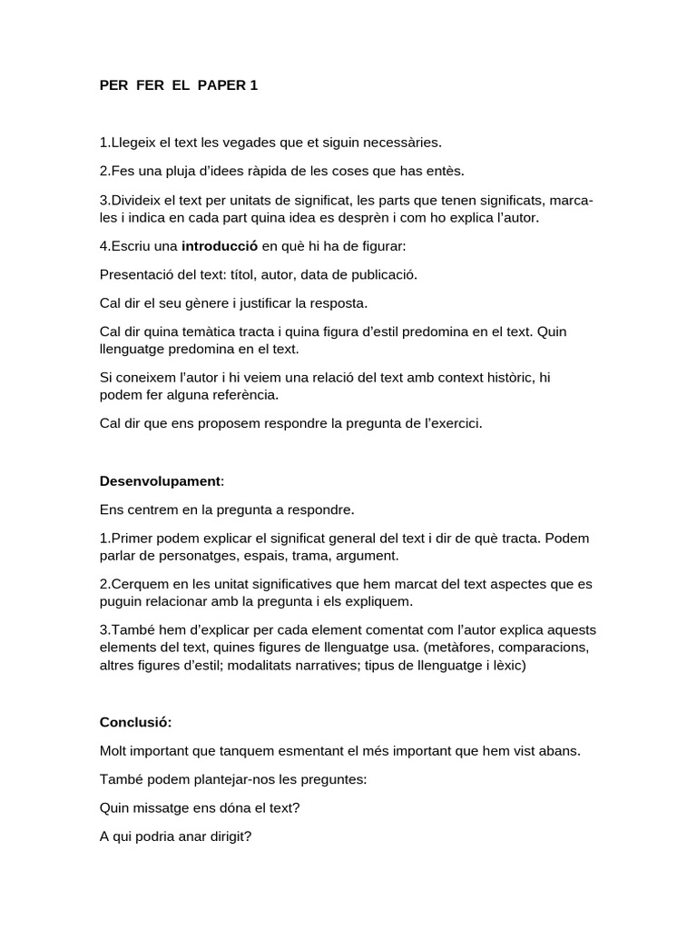 Per Fer El Paper 1 | PDF