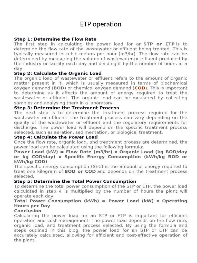 Calculate ETP Power Load Efficiently | PDF