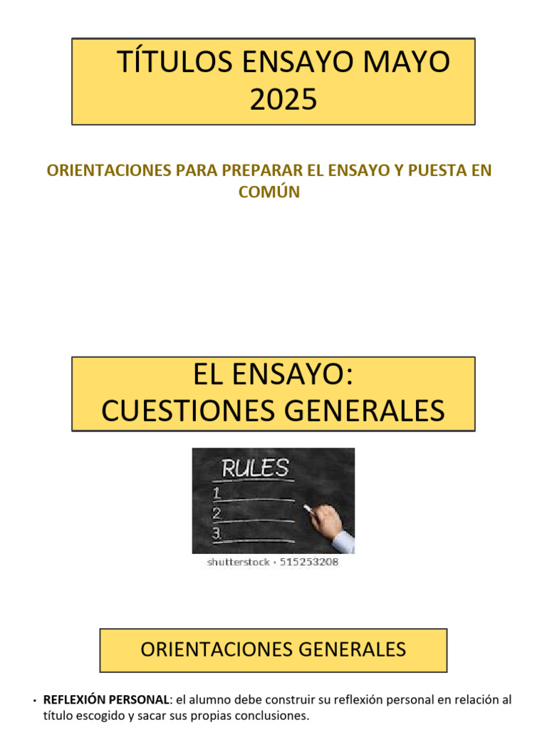 Presentación TDC Títulos Mayo 2025 | PDF | Conocimiento | Ensayos