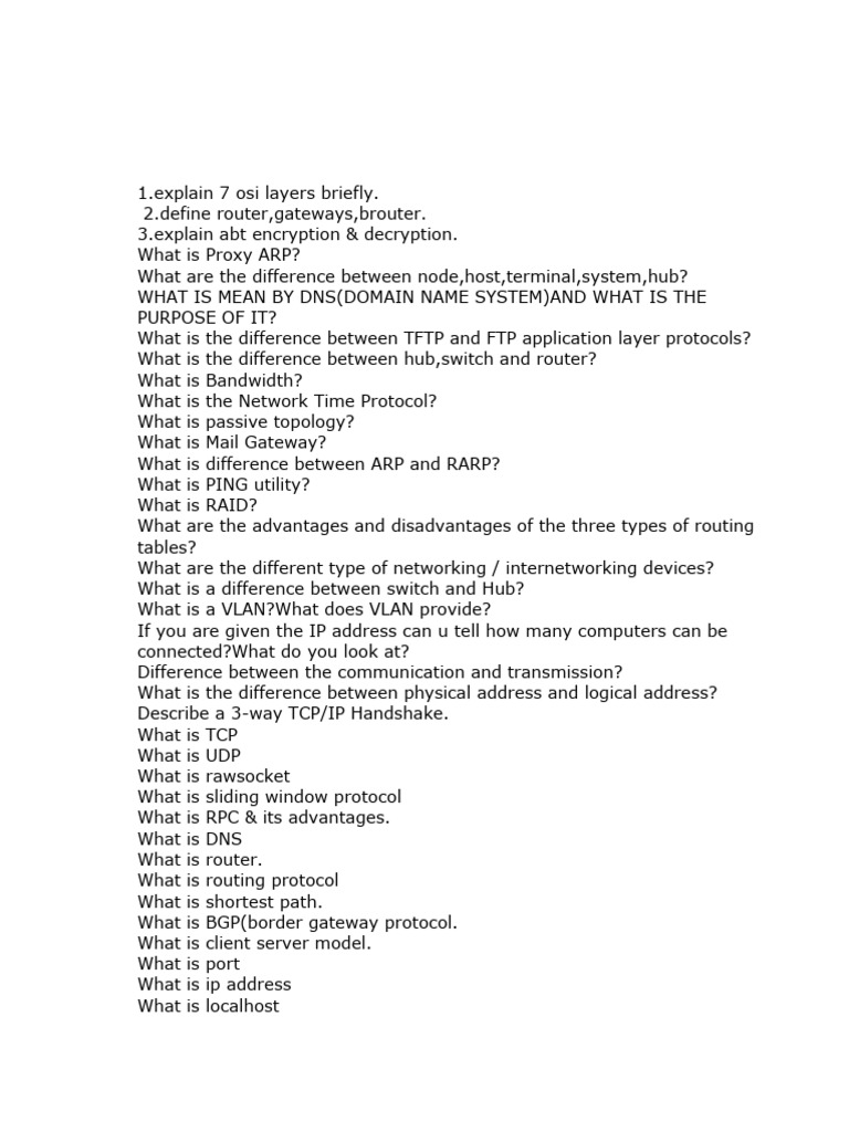 Network Programming Viva Questions Guide | PDF