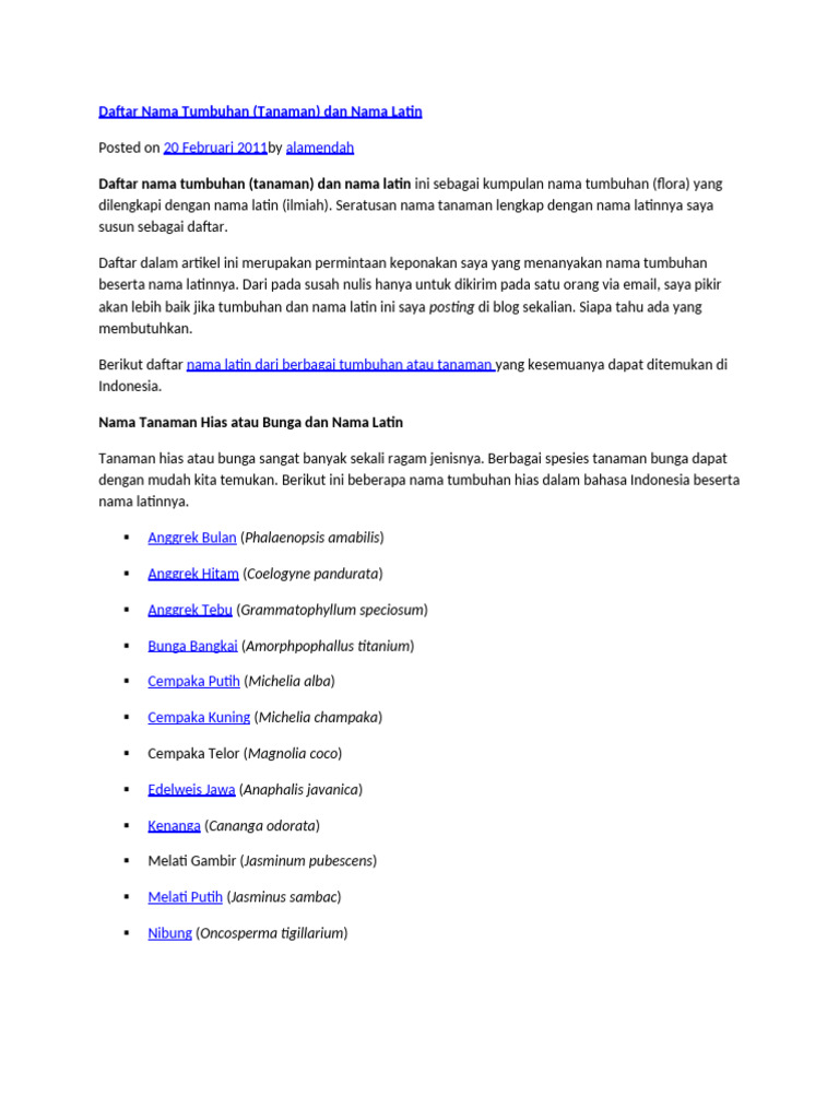 Nama2 Tumbuhan | PDF