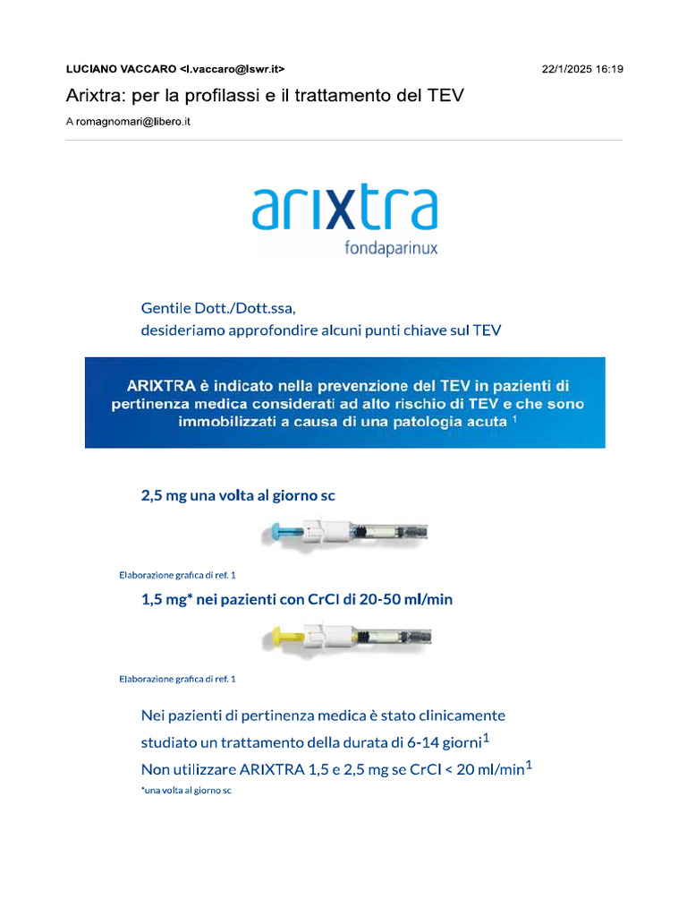 Arixtra e TVP 0 MEmbolia Polmonare | PDF