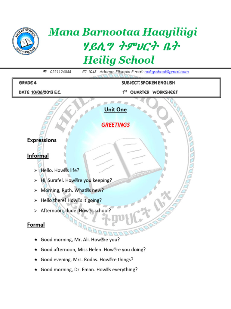 Grade 4 Spoken English Note 1 | PDF
