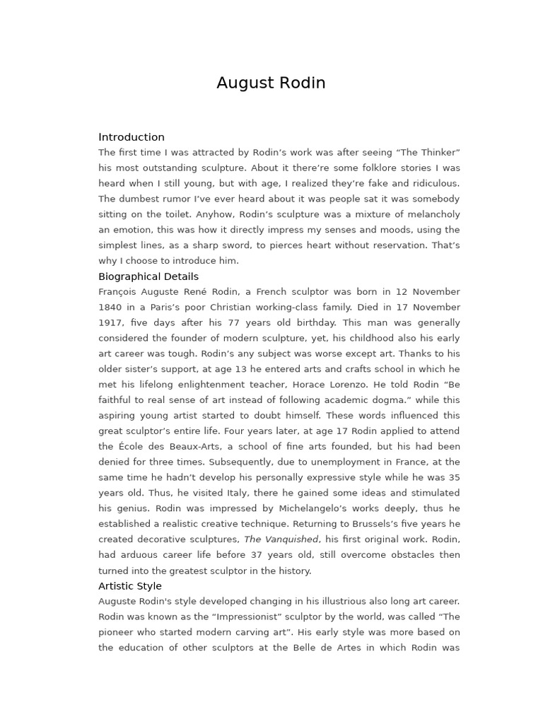Auguste Rodin: Father of Modern Sculpture | PDF | Sculpture | The Arts
