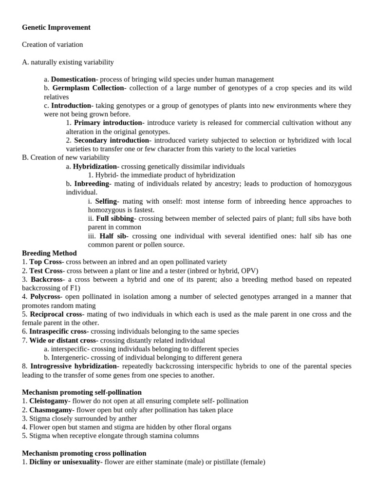Plant Breeding Techniques Guide | PDF | Dominance (Genetics) | Nucleic ...