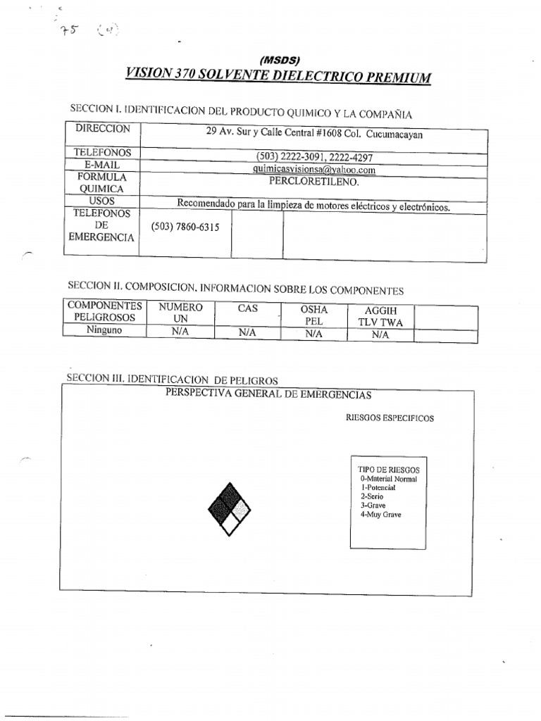 Vision 370 Solvente Dielectrcio Premium PDF | PDF
