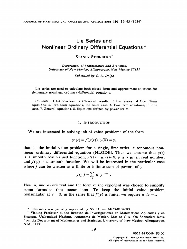 Nonlinear Differential Equations | PDF | Equations | Algebra