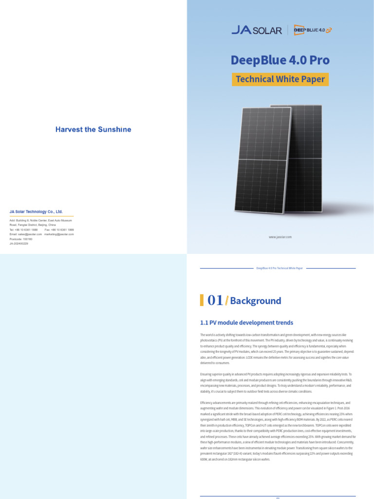 Technical White Paper of JA Solar DeepBlue 4.0 Pro | PDF ...