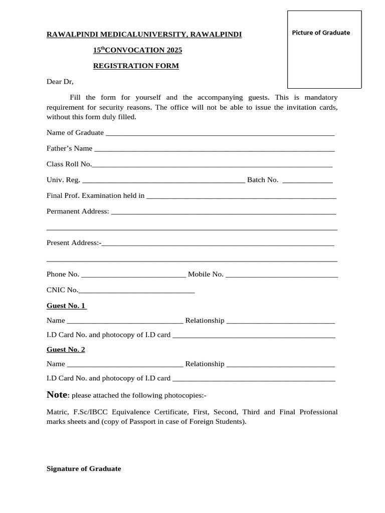 Convocation Registration Form 2025 | PDF