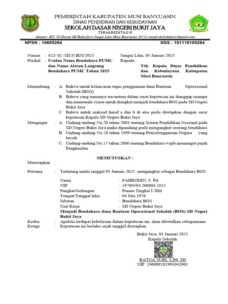 SK Bendahara 2025 | PDF