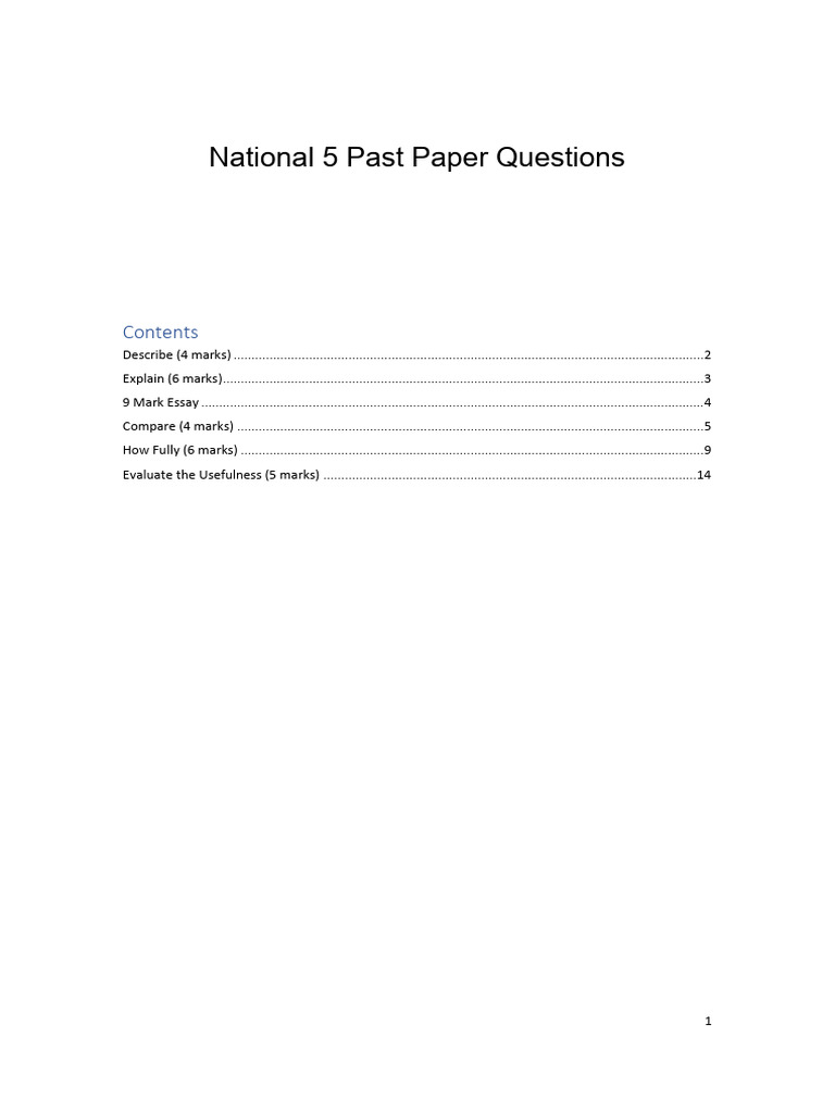 National 5 History Past Paper Questions | PDF | Nazi Germany
