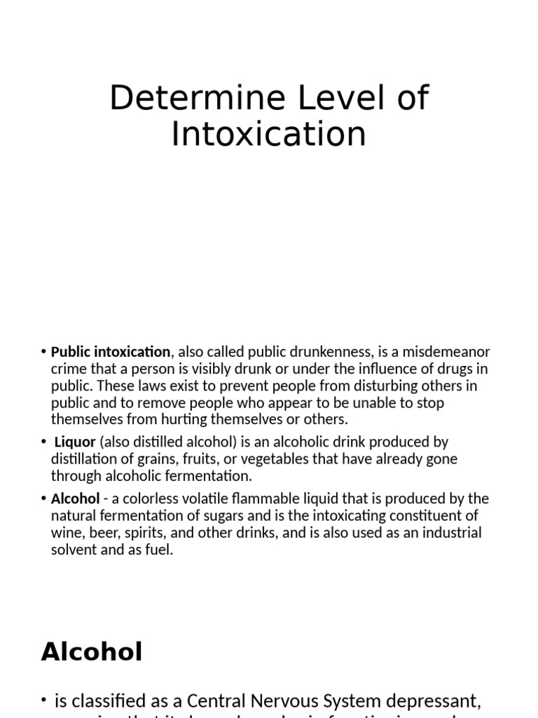 Assessing Alcohol Intoxication Levels | PDF