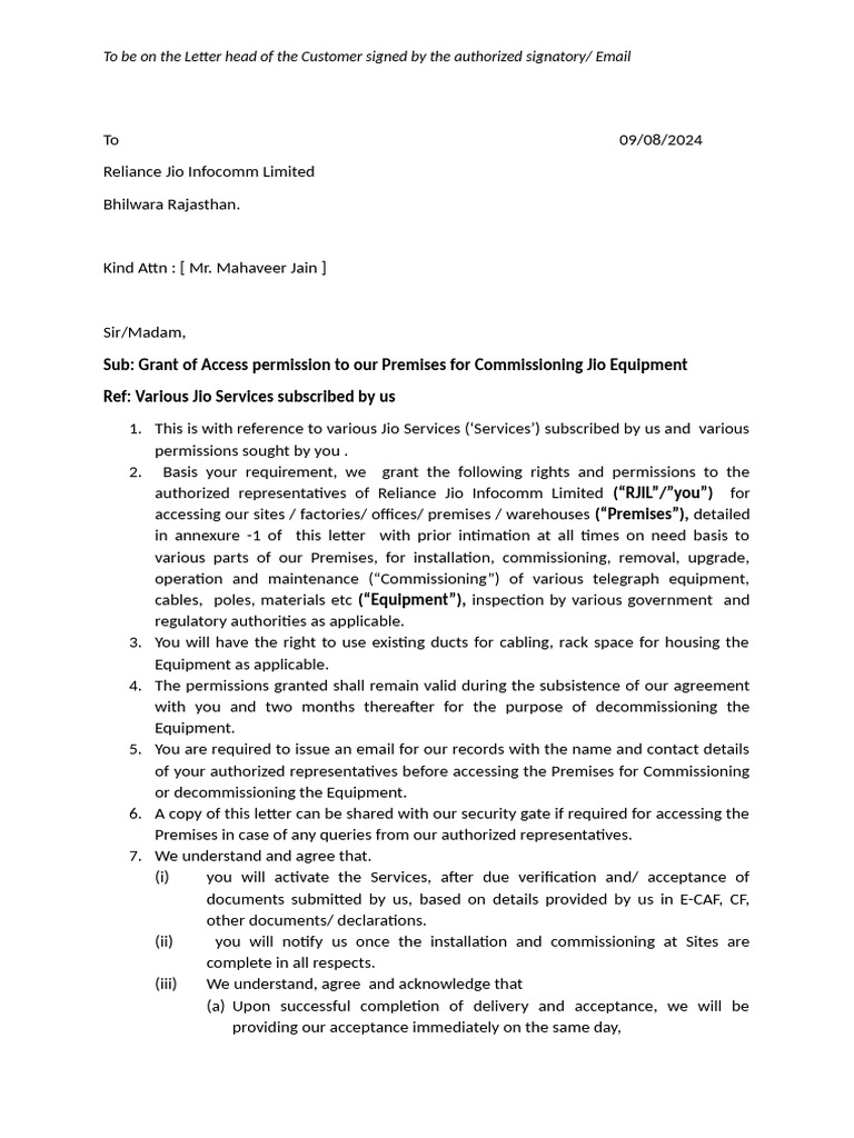 Access Permission Letter-sandeep Trucks | PDF