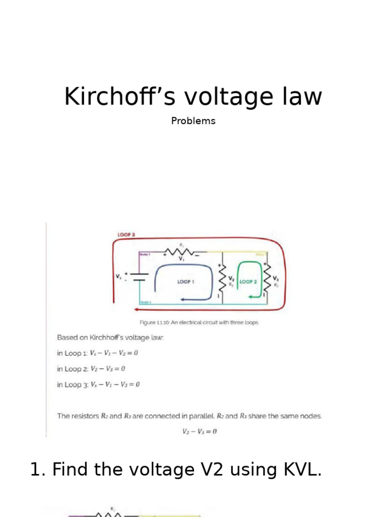 Kirchoff's Voltage Law - Problems | PDF