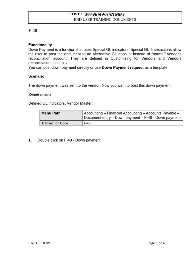 F-48 Vendor Down Payment | PDF | Accounts Payable | Financial Transaction