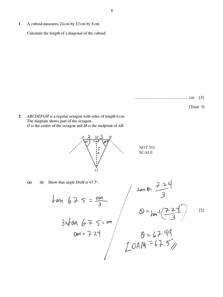 IG 10 Trigonometry Revision - QP | PDF | Circle | Area