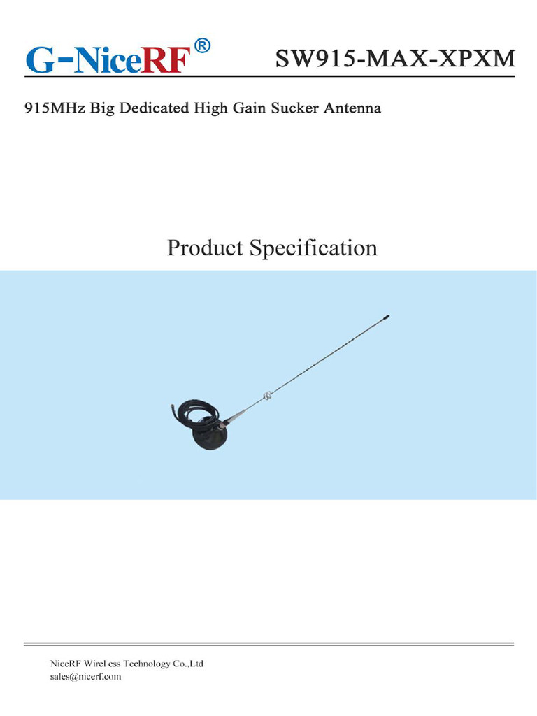 915MHz Big Sucker Antenna SW915-MAX-XPXM | PDF