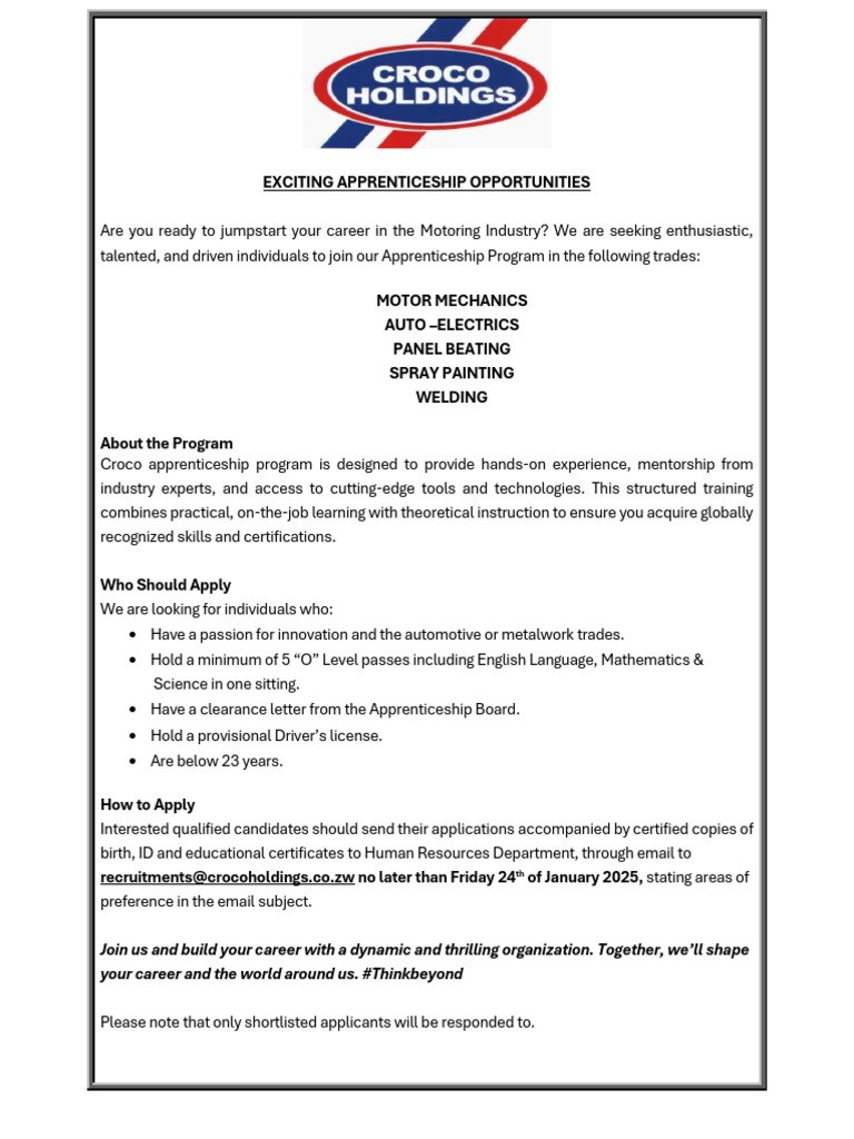 Apprenticeship Intake 2025 | PDF