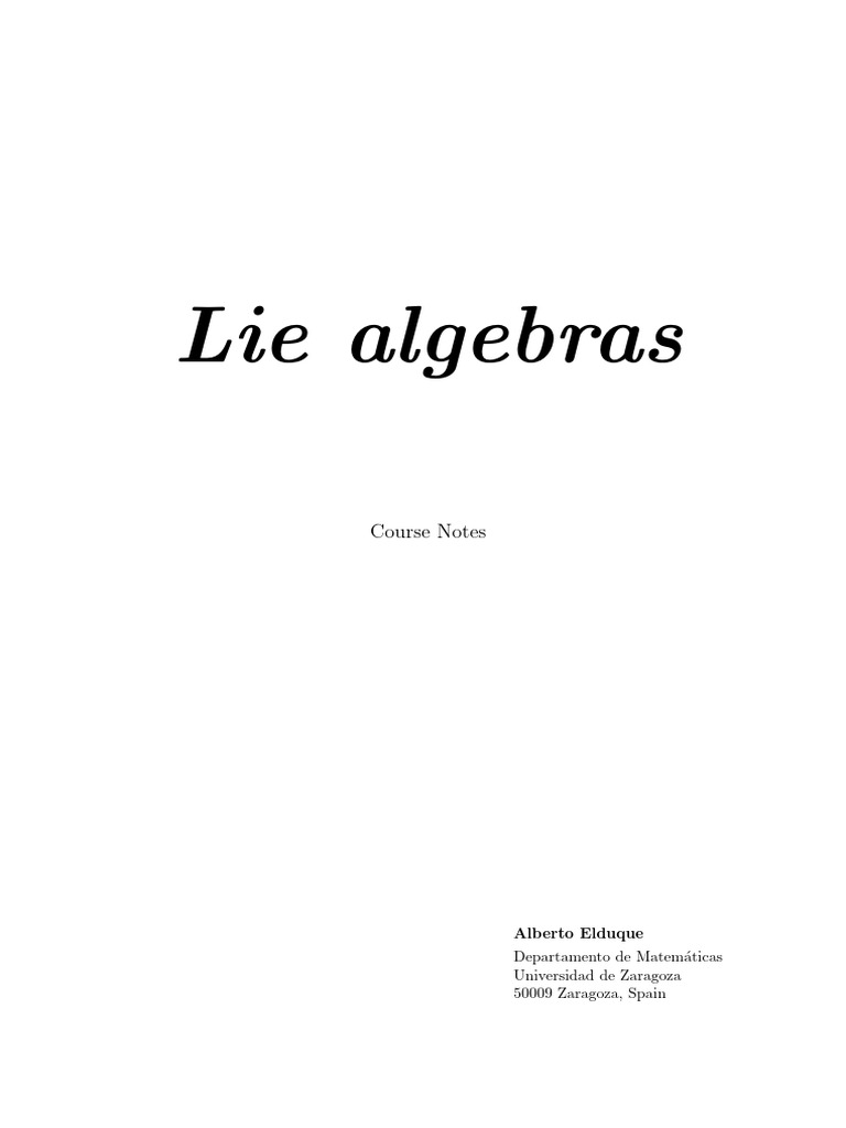 Introduction to Lie Algebras Theory | PDF | Module (Mathematics ...