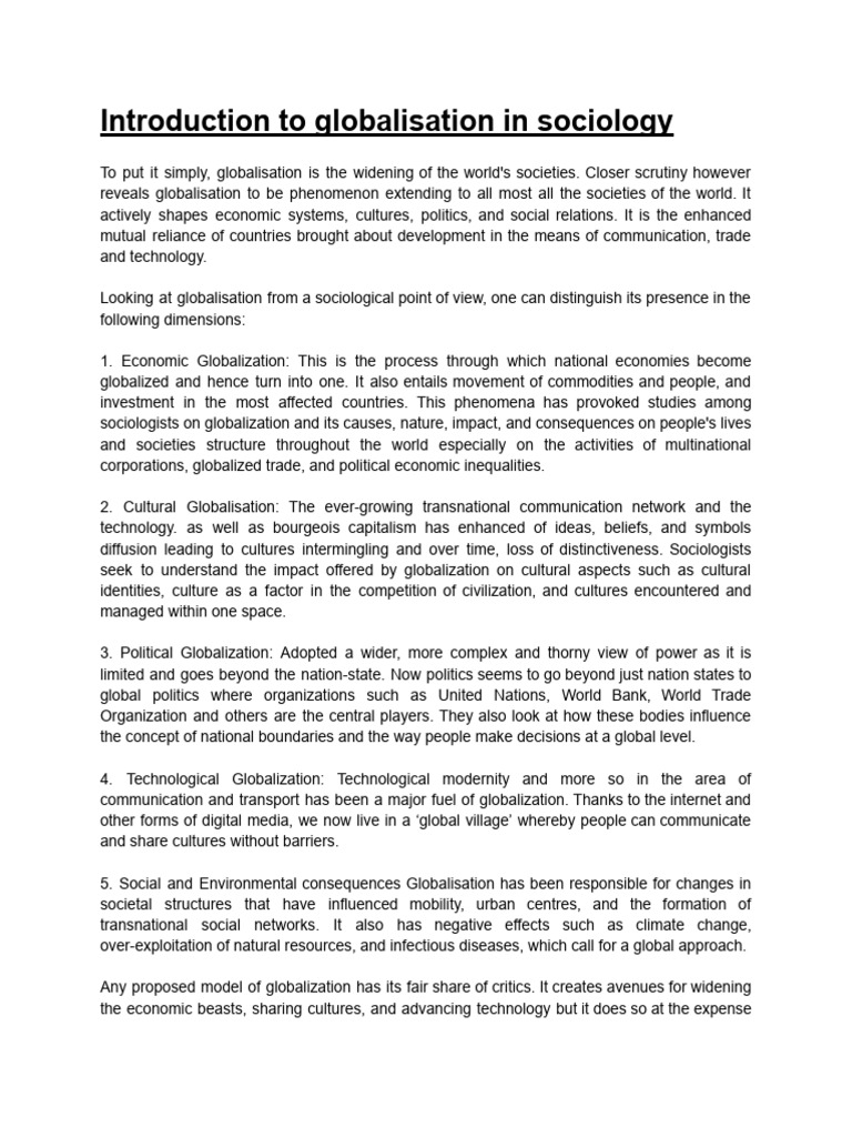 _sociology | PDF | Globalization | Sociology
