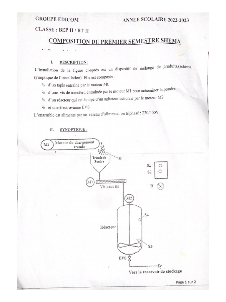 Composition Du Premier Semestre Shema | PDF