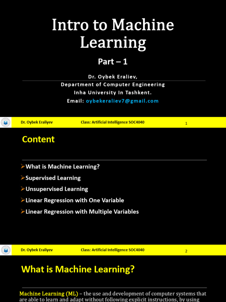 5.1. Intro To Machine Learning | PDF | Machine Learning | Regression ...